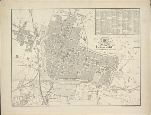 Plan de Reims publié par Paul Giret, libraire-éditeur à Reims ...